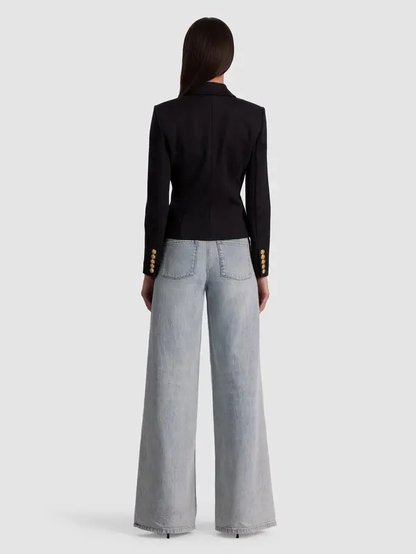 Alice + Olivia Sable Double Breasted Cropped Blazer - Black