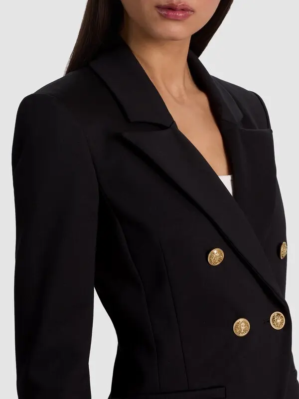 Alice + Olivia Sable Double Breasted Cropped Blazer - Black
