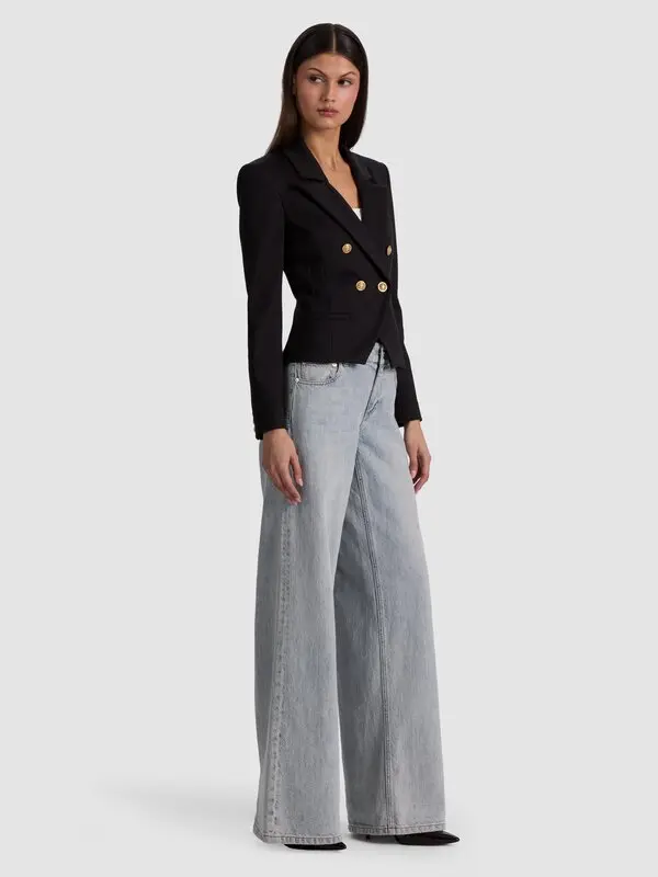 Alice + Olivia Sable Double Breasted Cropped Blazer - Black