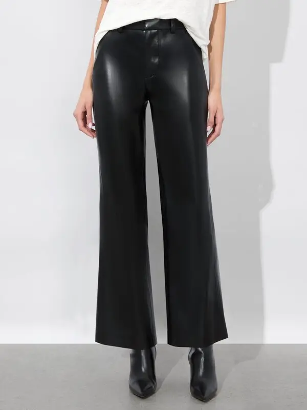 Alice + Olivia Alexander Vegan Leather Tailored Trousers - Black
