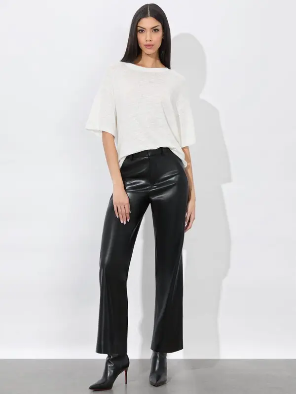 Alice + Olivia Alexander Vegan Leather Tailored Trousers - Black
