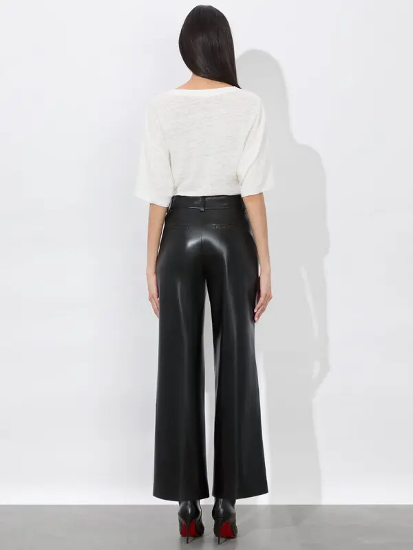 Alice + Olivia Alexander Vegan Leather Tailored Trousers - Black