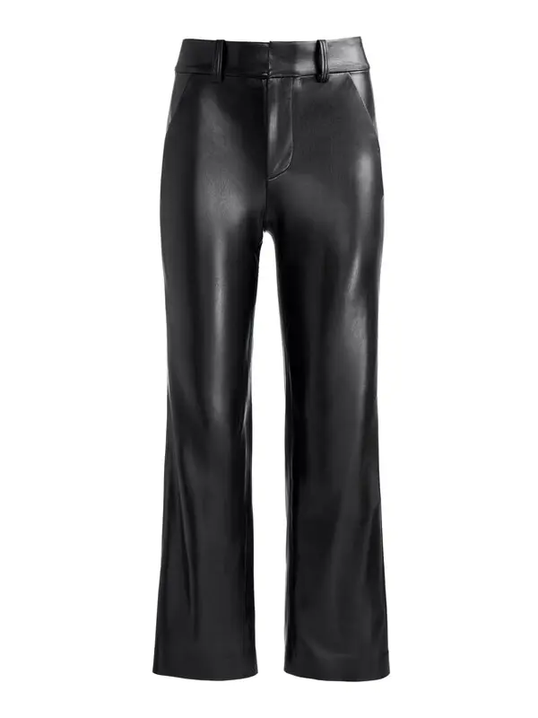 Alice + Olivia Alexander Vegan Leather Tailored Trousers - Black