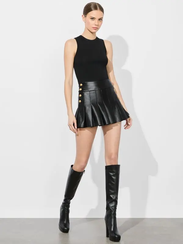 Alice + Olivia Lanna Vegan Leather Mini Skirt