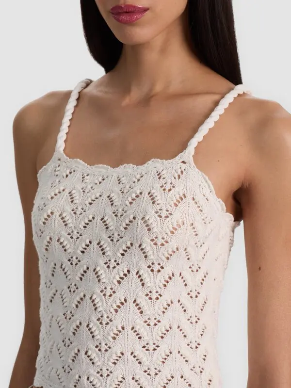 Alice + Olivia Sid Crochet Tank With Chiffon Straps