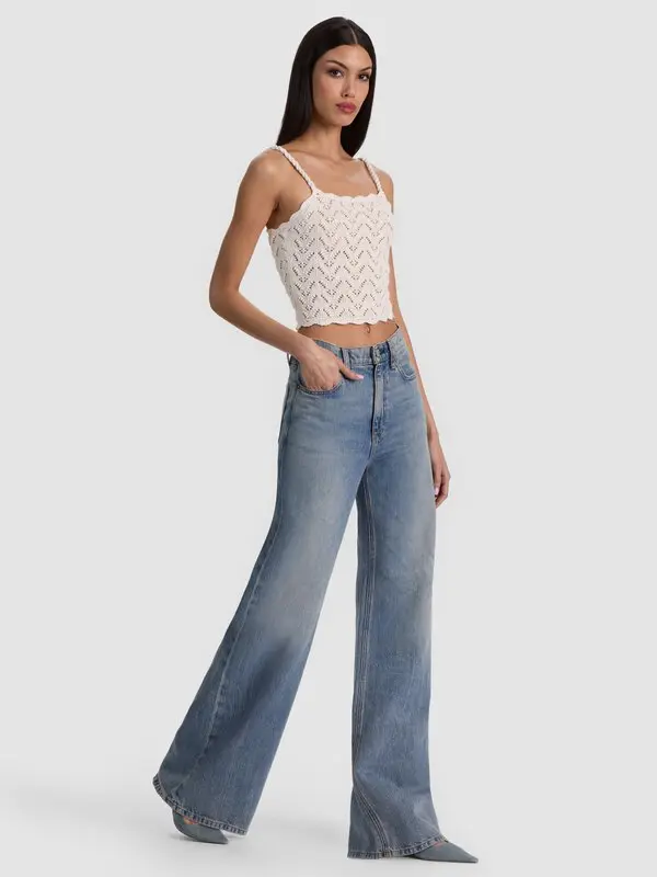 Alice + Olivia Sid Crochet Tank With Chiffon Straps