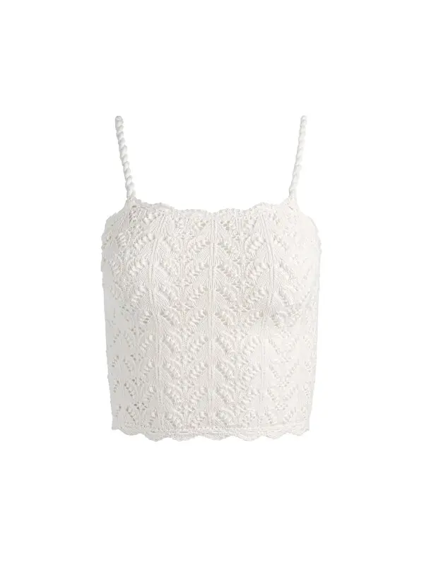 Alice + Olivia Sid Crochet Tank With Chiffon Straps