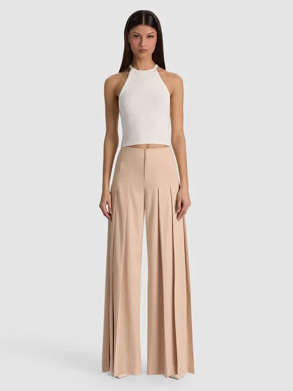Alice + Olivia Ainslie Pleated Cropped Wide-leg Pants