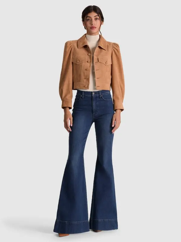 Alice + Olivia Lana Suede Puffed Sleeve Cropped Jacket