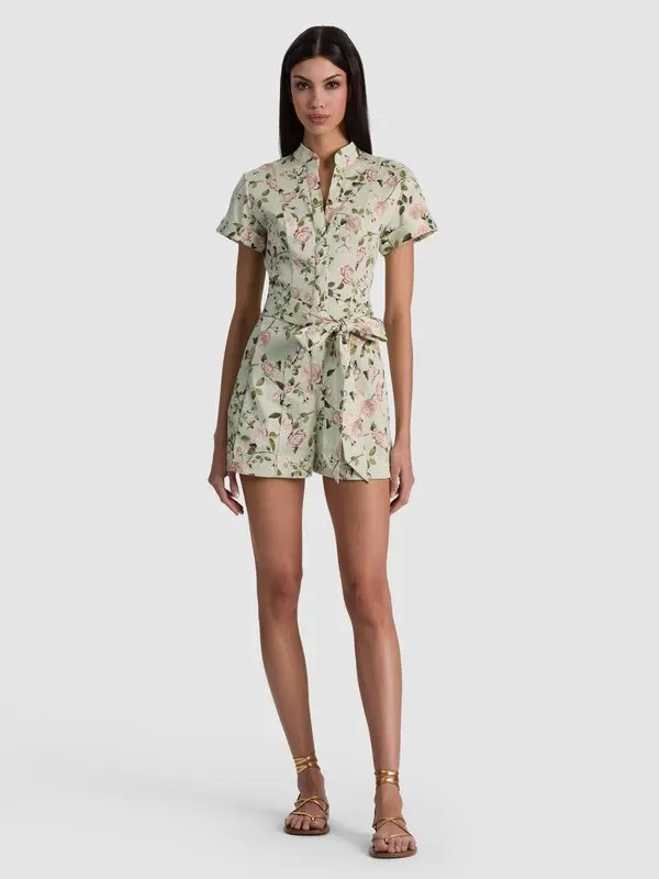 Alice + Olivia Lucy Romper - Garden Gossip Light Sage