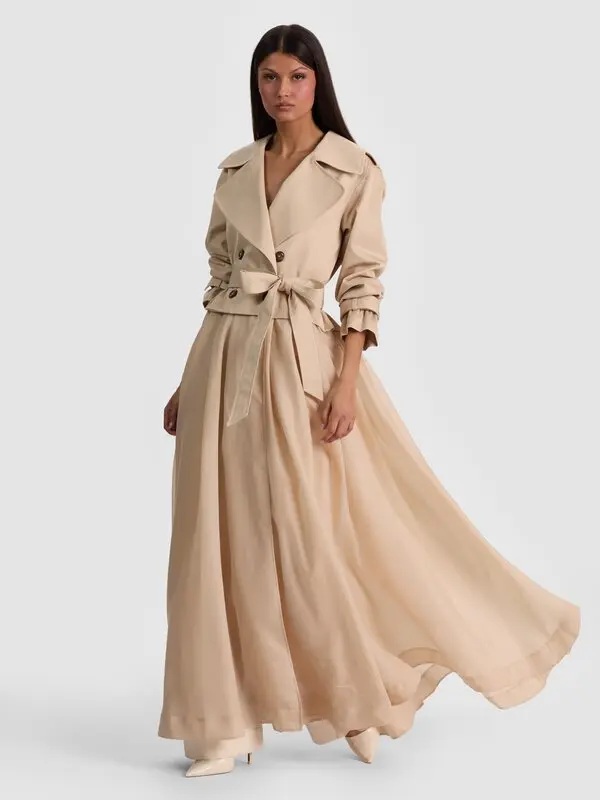 Alice + Olivia Nevada Sheer Combo Trench Coat