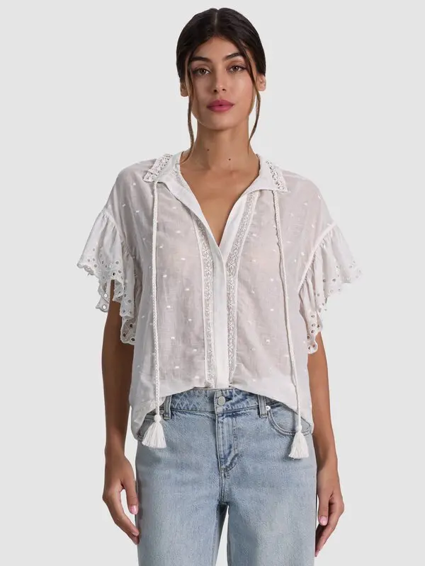 Alice + Olivia Julius Embroidered Tunic Top