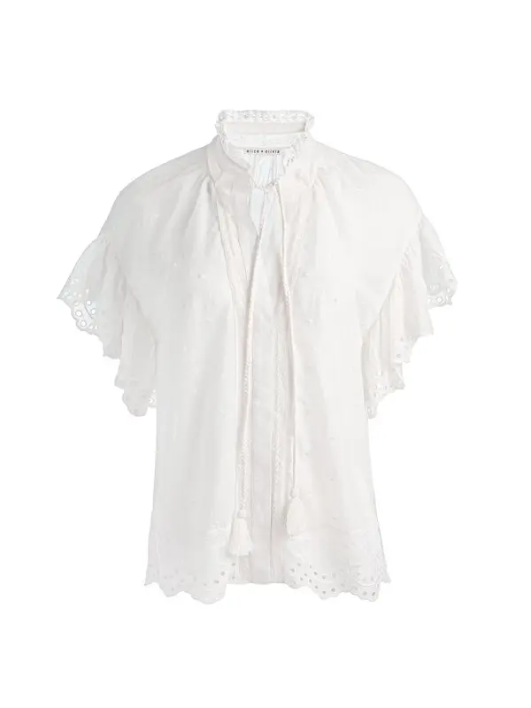 Alice + Olivia Julius Embroidered Tunic Top