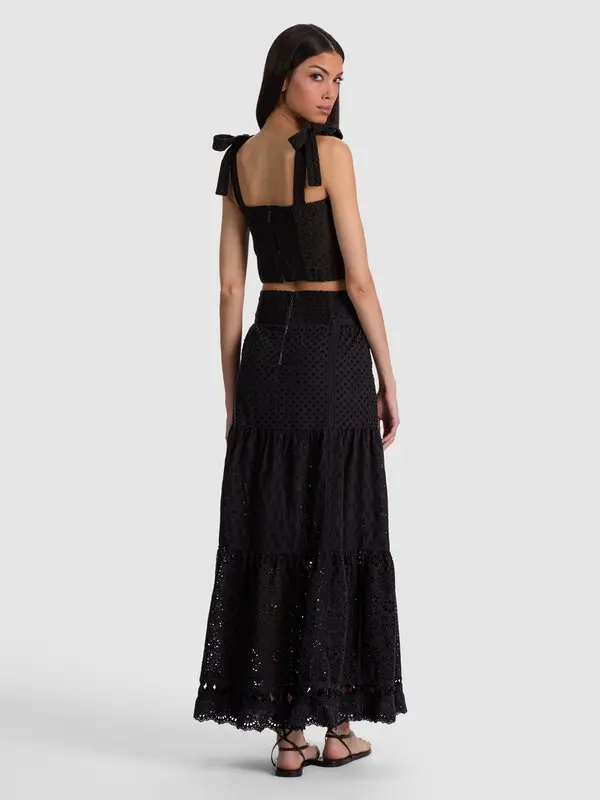 Alice + Olivia Leona Embroidered Midi Skirt