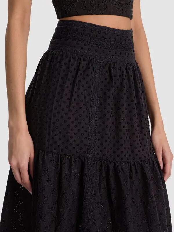Alice + Olivia Leona Embroidered Midi Skirt