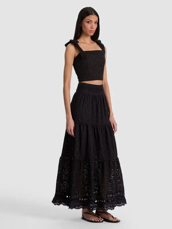Alice + Olivia Leona Embroidered Midi Skirt