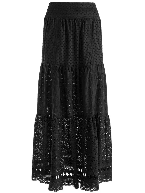 Alice + Olivia Leona Embroidered Midi Skirt