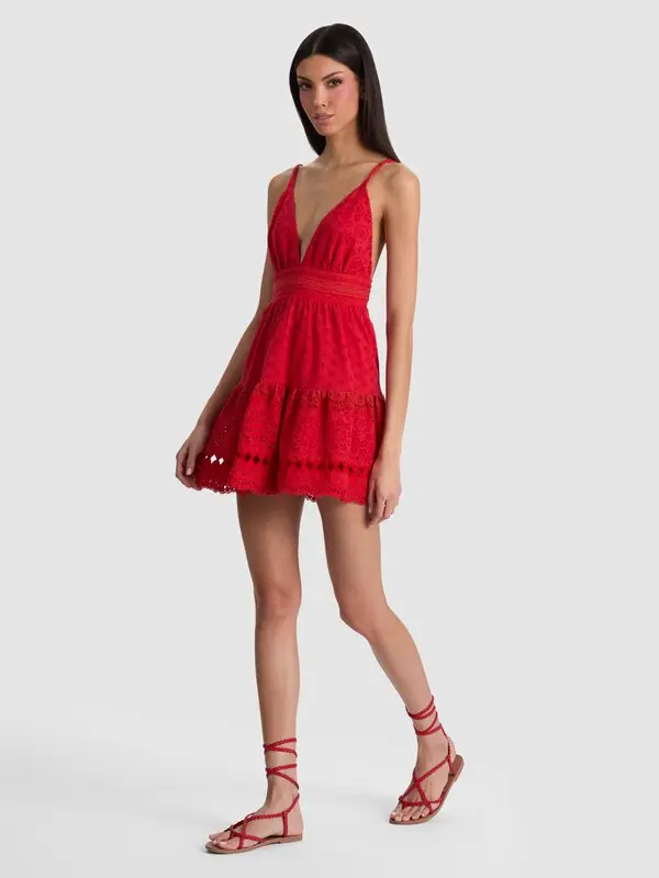 Alice + Olivia Lorene Embroidered Mini Dress