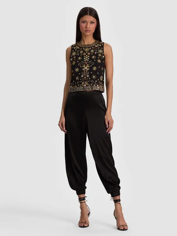Alice + Olivia Amal Embellished Cropped Tank