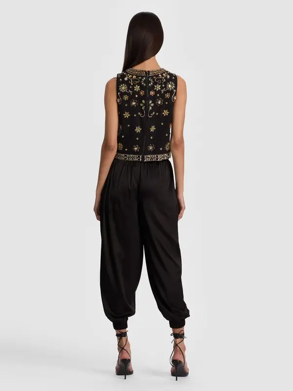 Alice + Olivia Amal Embellished Cropped Tank