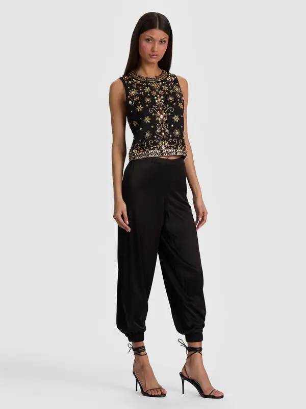 Alice + Olivia Amal Embellished Cropped Tank