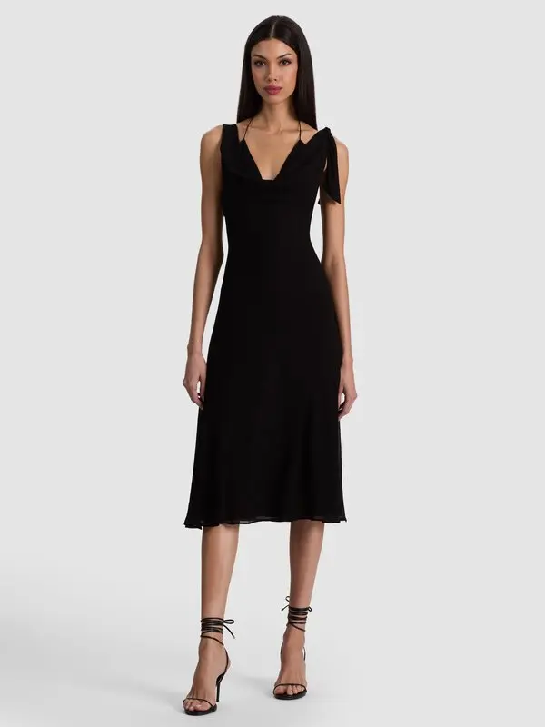 Alice + Olivia Abigail Floral Print Midi Dress - Black
