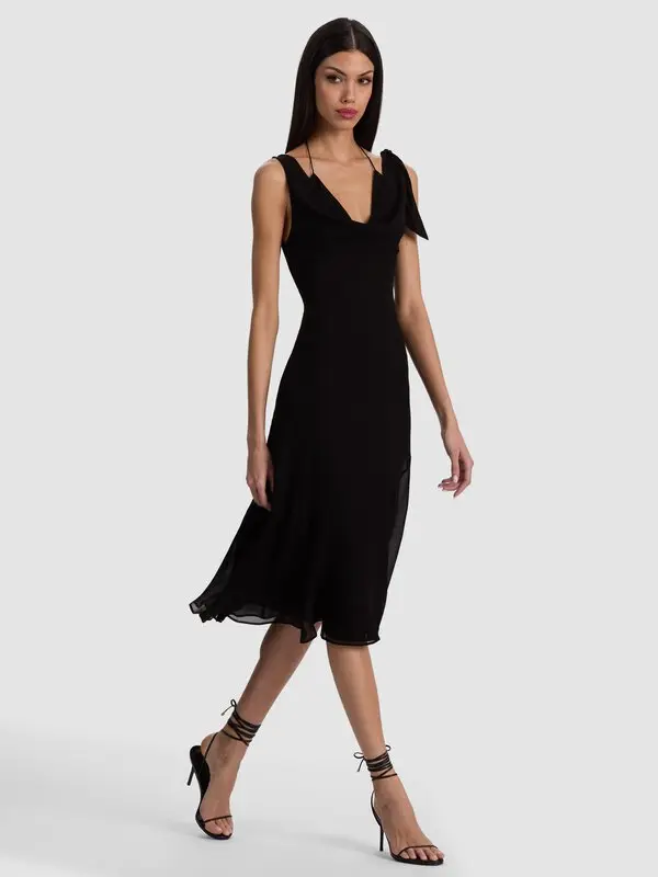 Alice + Olivia Abigail Bikini Cowl Neck Midi Dress With Floral Print - Black