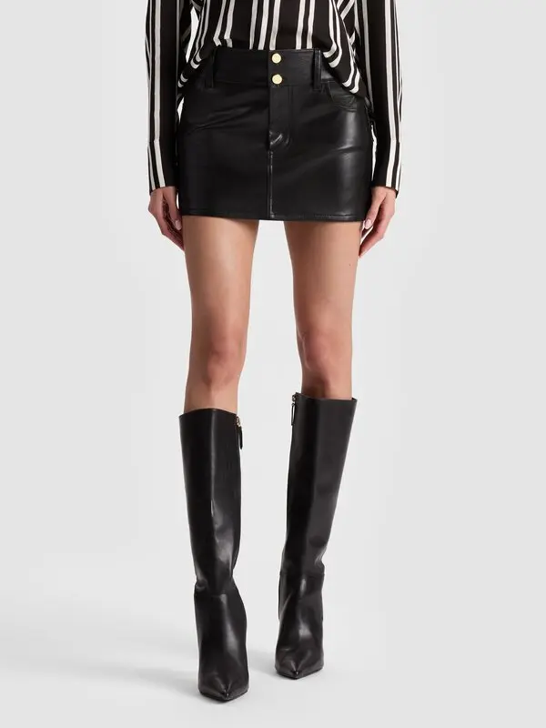 Alice + Olivia Laika Vegan Leather Mini Skirt - Black