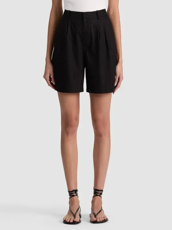 Alice + Olivia Conry Linen Bermuda Shorts - Black