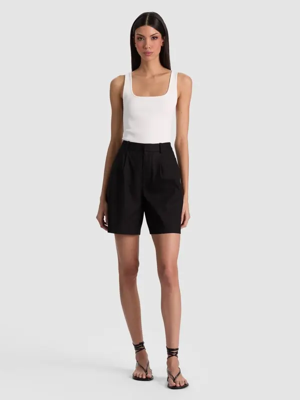 Alice + Olivia Conry Linen Bermuda Shorts - Black