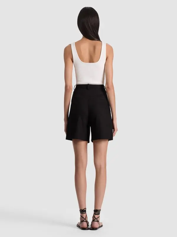 Alice + Olivia Conry Linen Bermuda Shorts - Black
