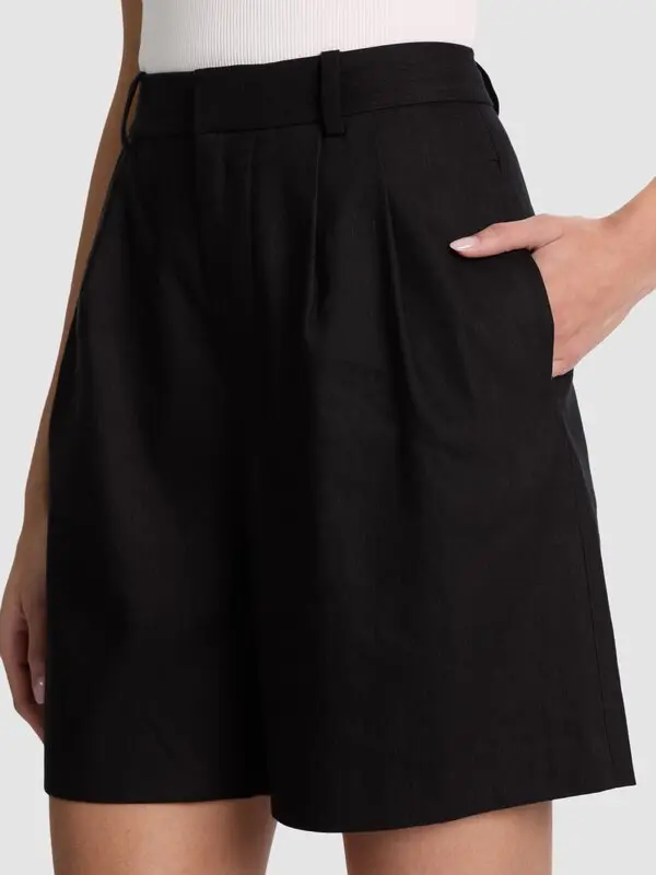 Alice + Olivia Conry Linen Bermuda Shorts - Black