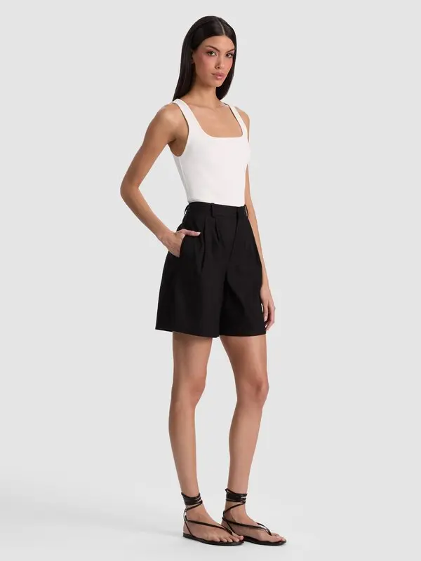 Alice + Olivia Conry Linen Bermuda Shorts - Black