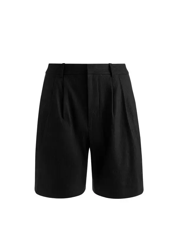Alice + Olivia Conry Linen Bermuda Shorts - Black