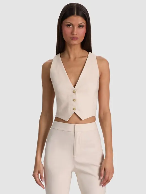 Alice + Olivia Donna Linen Vest - Oatmeal