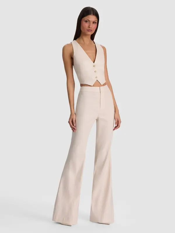 Alice + Olivia Donna Linen Vest - Oatmeal