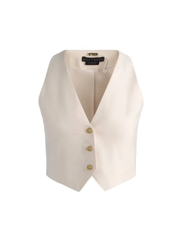 Alice + Olivia Donna Linen Vest - Oatmeal