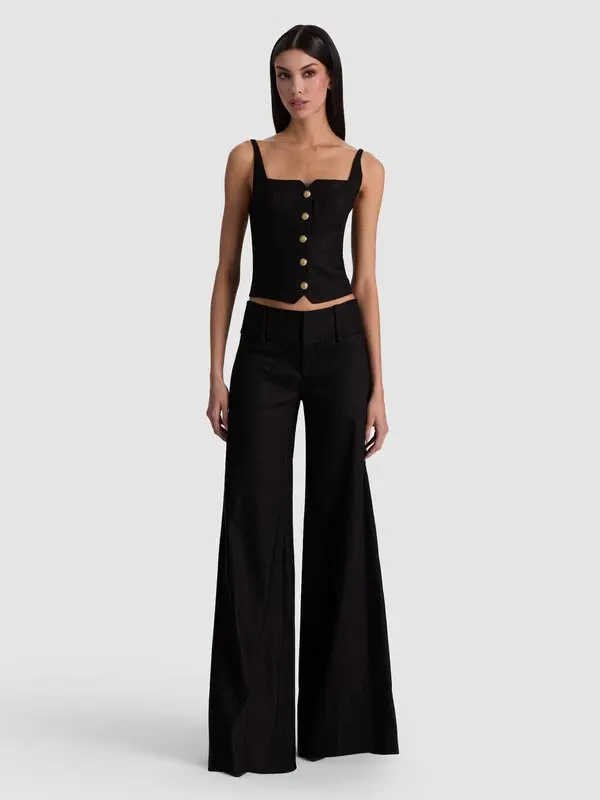 Alice + Olivia Olivia Wide Leg Linen Blend Pants - Black