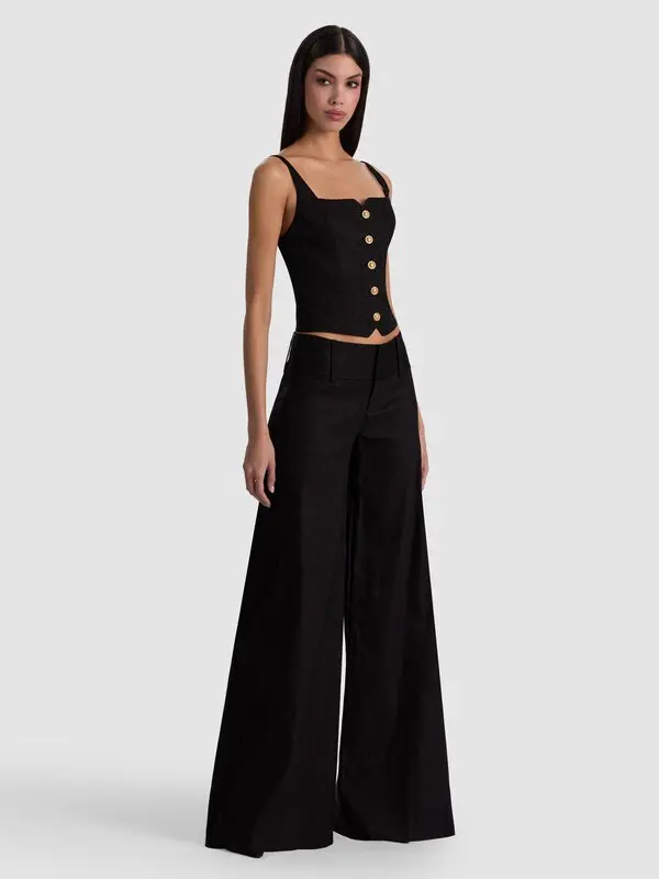 Alice + Olivia Olivia Wide Leg Linen Blend Pants - Black