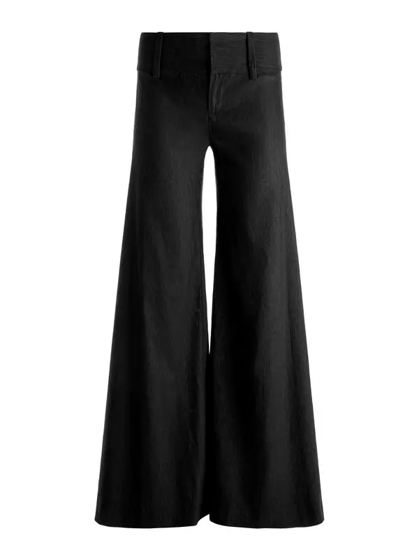 Alice + Olivia Olivia Wide Leg Linen Blend Pants - Black