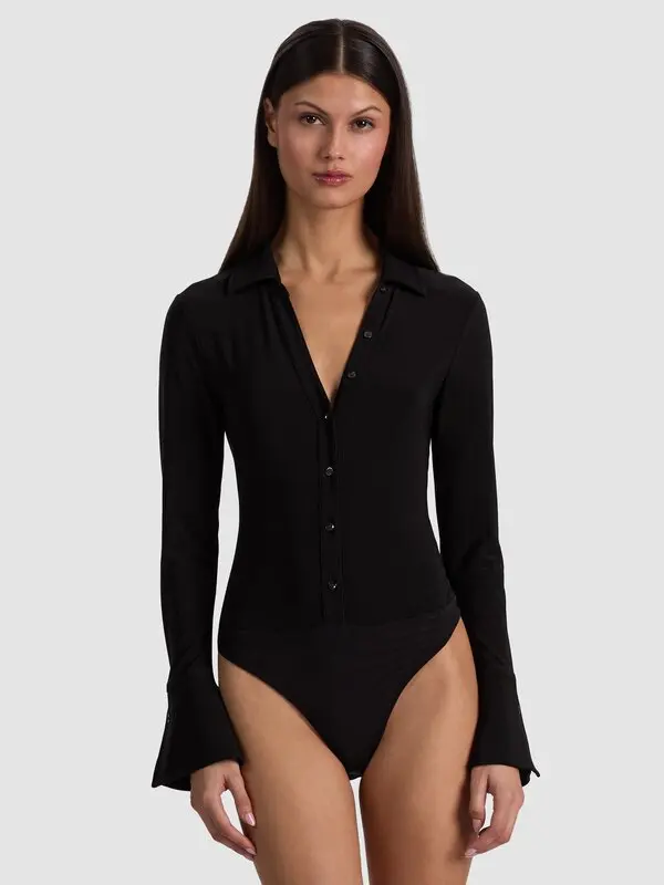 Alice + Olivia Freya Button-down Bodysuit - Black
