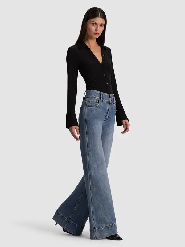 Alice + Olivia Freya Button-down Bodysuit - Black