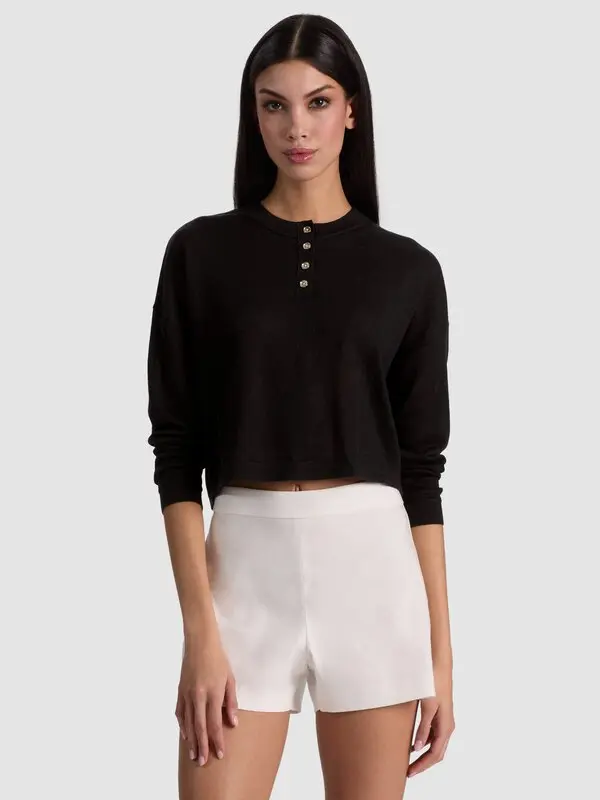 Alice + Olivia Alaina Linen Henley