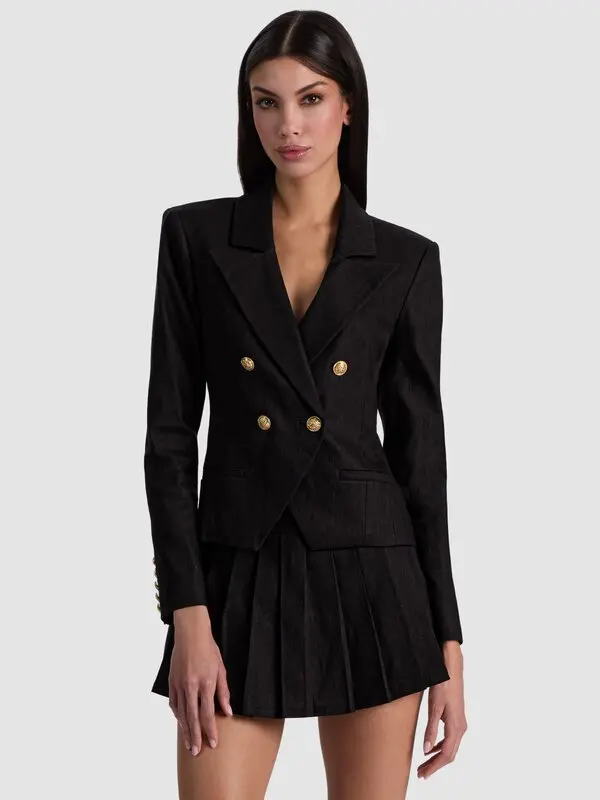 Alice + Olivia Sable Linen Cropped Blazer - Black