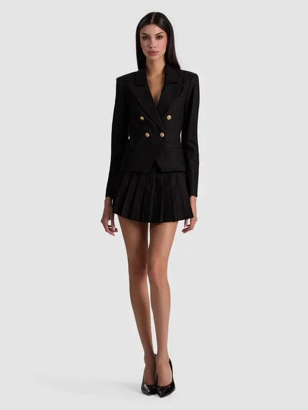 Alice + Olivia Sable Linen Cropped Blazer - Black