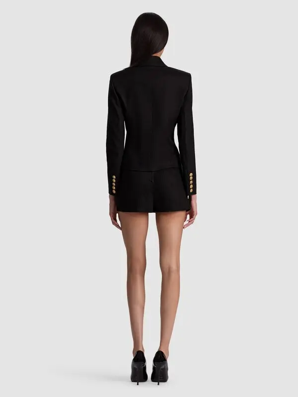 Alice + Olivia Sable Linen Cropped Blazer - Black