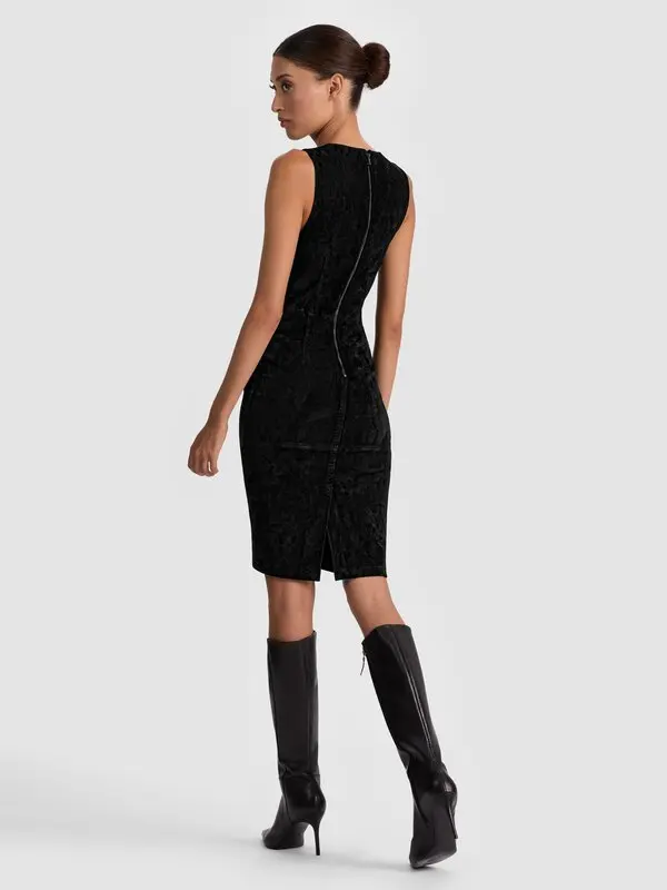 Alice + Olivia Suede Crewneck Midi Dress