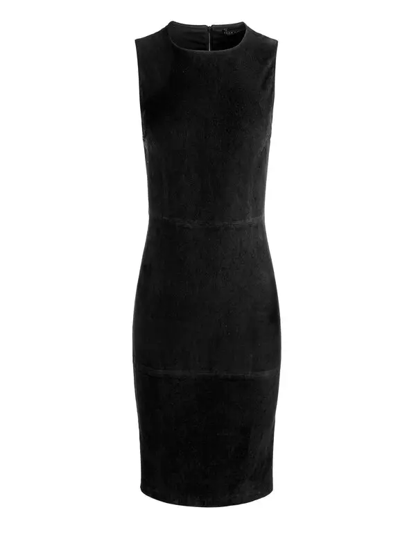 Alice + Olivia Suede Crewneck Midi Dress