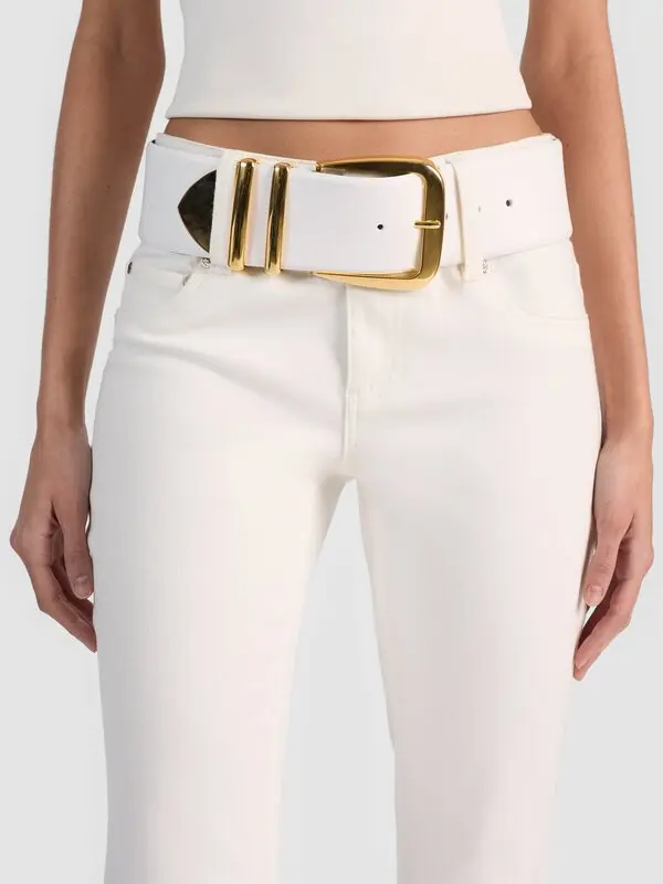 Alice + Olivia Harley Wide Belt - White/gold