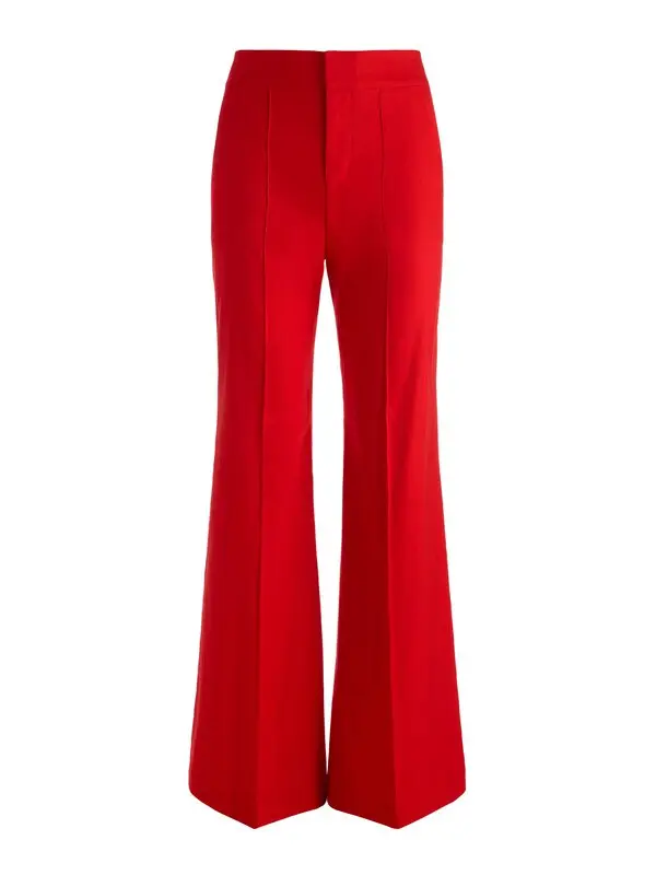 Alice + Olivia Dylan Linen Blend Wide Leg Trousers - Chili Pepper